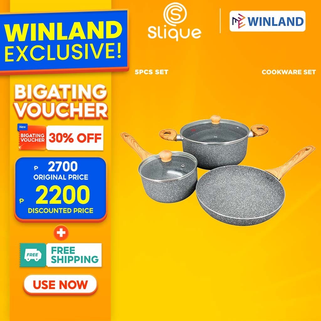 Slique Marble Cookware [Set of 5] Multi Layer Non-Stick Marble Coating ...