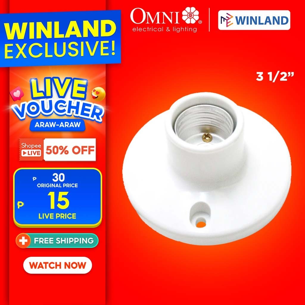 Omni by Winland E27 Ceiling Bulb Light Receptacle 3 1/2" Diameter with ...