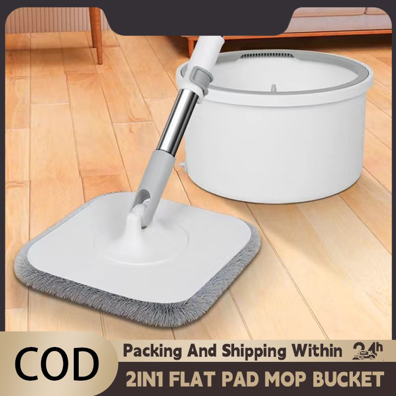 Spin Mop Self Wash Rotating Flat Mop Bucket Set Automatic Spinning 2 ...