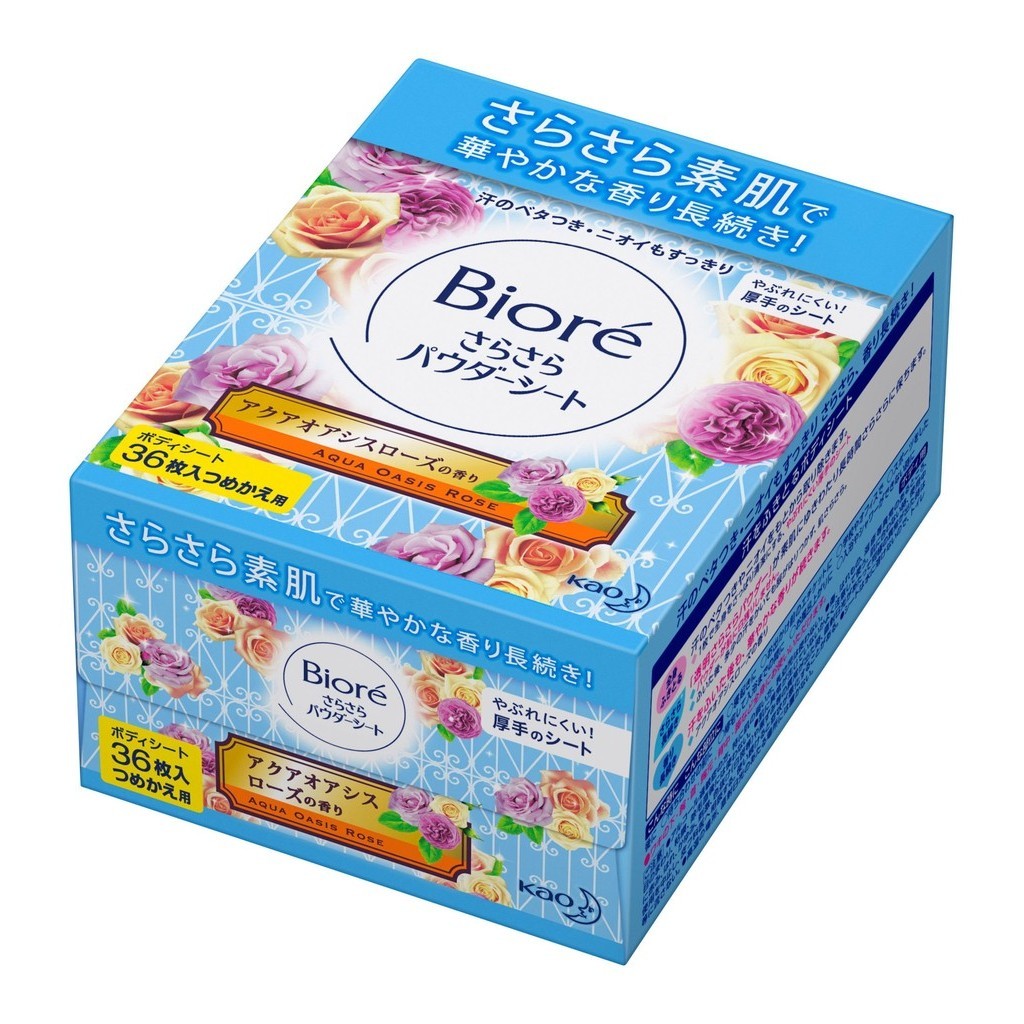 Biore Smooth Powder Sheets Aqua Oasis Rose Scent Refill 36 Sheets ...