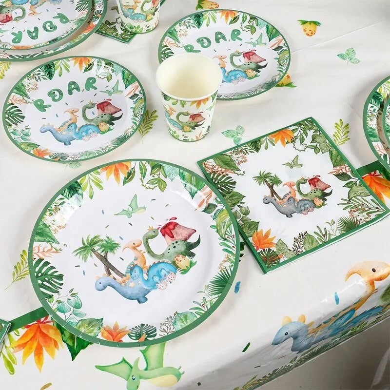 Staraise Disposable Tableware Dinosaur Theme Party Paper Plate/Cup ...