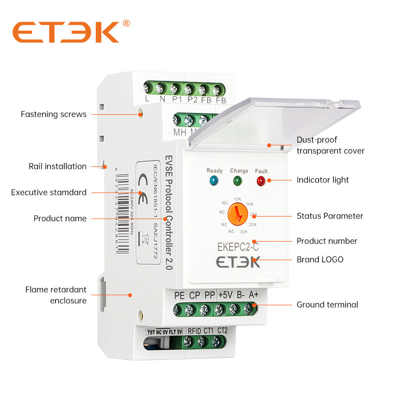ETEK EVSE EPC 32A Controller EV Charger Station Pile evse electric car ...