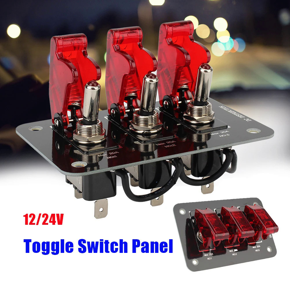 12V 24V Toggle Switch Panel Light Breaker Ignition Start Stop Buttons ...
