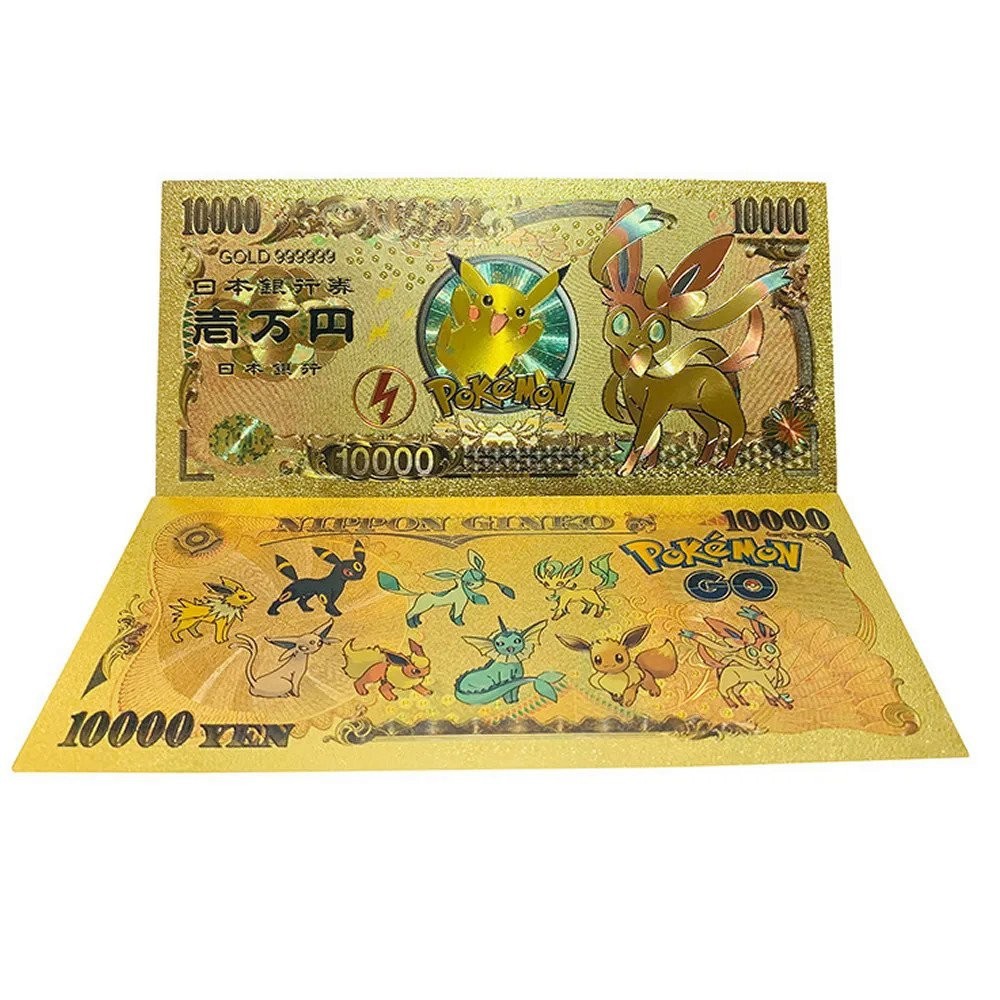 10Pcs Pokemon Gold Foil Card Set Playing Game Pokémon Pikachu Coins ...
