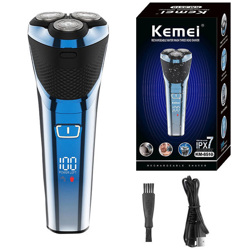Kemei 3D Floating Electric Shaver For Men Wet Dry Face Beard Rotary ...