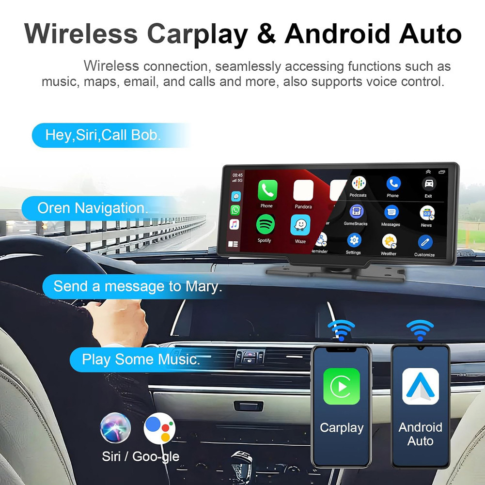 ★10.26 Inch Touch Screen Desktop Car Stereo Mirrorlink Wireless Carplay ...