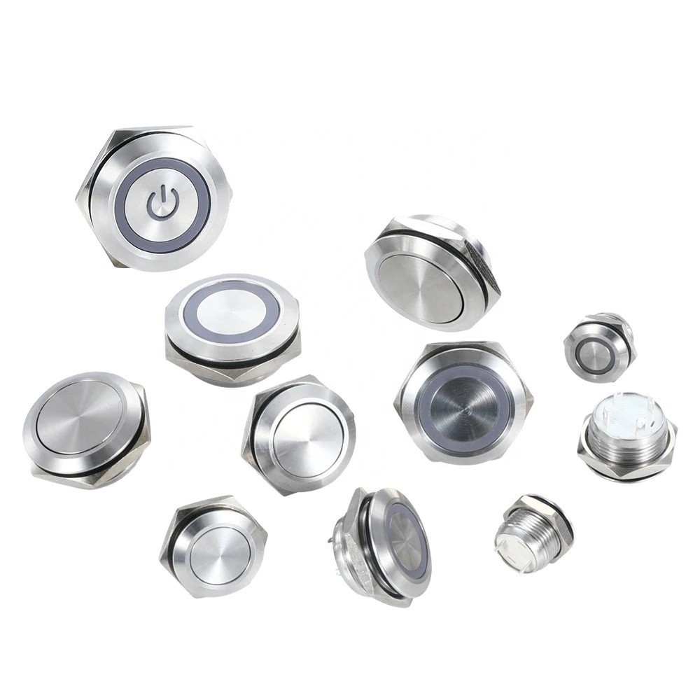 Stainless Steel Push Button Switch Short-Throw Self-Reset Momentary ...