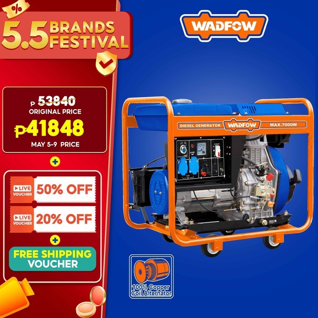 Wadfow Industrial 15Liters Diesel Generator 220-240V WDG1A50-5P ...