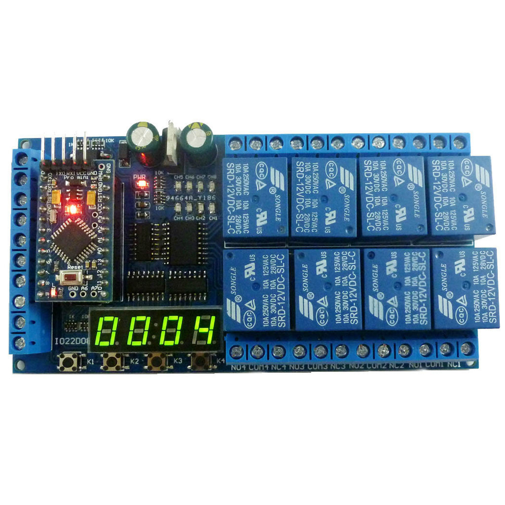 DC 12V 8 Channel Pro mini PLC Board Relay Shield Module for Arduiuo Multifunction Delay Timer ...