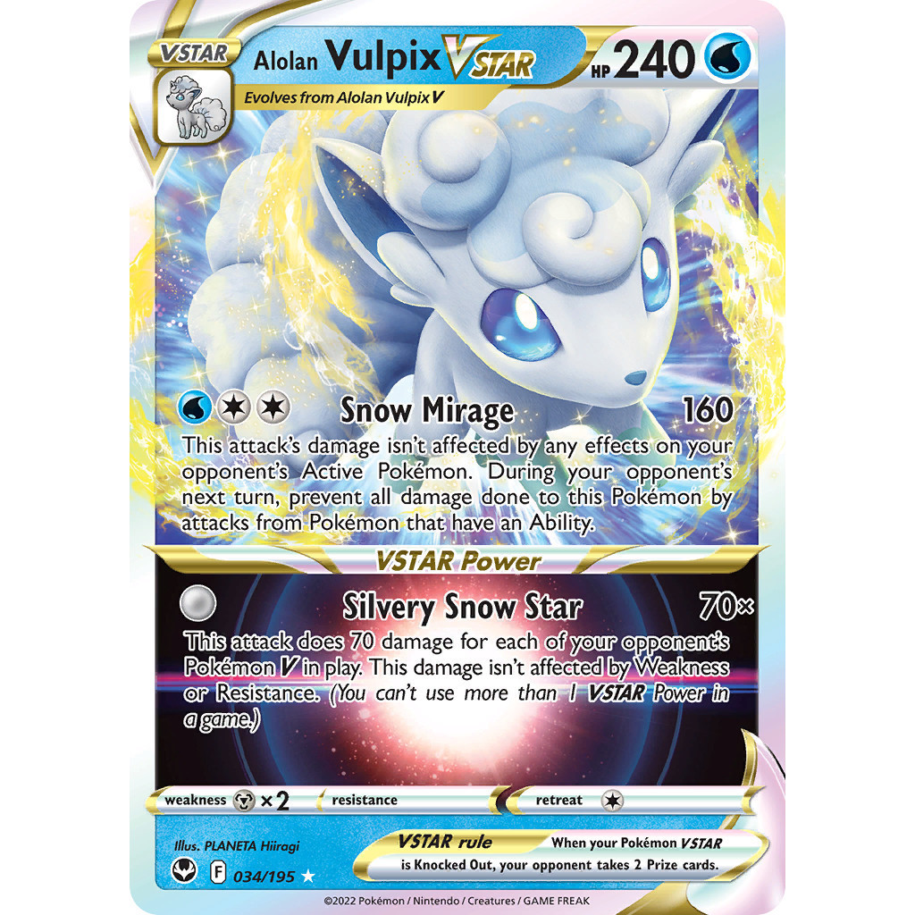 Alolan Vulpix VSTAR - 034/195 - Ultra Rare - Silver Tempest - Pokemon ...