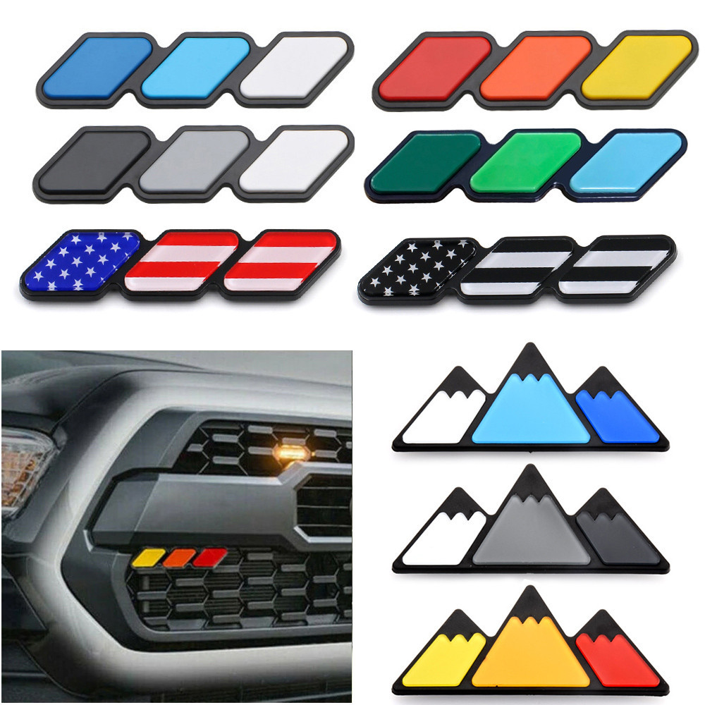 3 Tri Colors Grille Badge Emblem For Toyota TRD Tacoma Tundra 4Runner ...