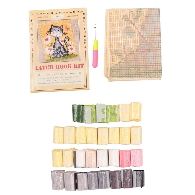 유Latch Hook Rug Kits DIY Crochet Yarn Rugs Hooking Craft Kit With Color ...