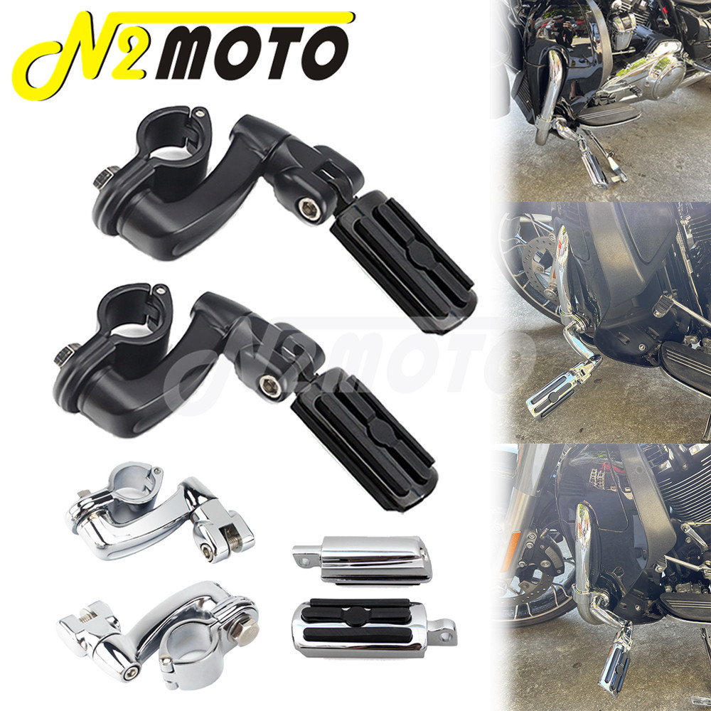 -1-1/4\" Highway Crash Bar Angled Footrest For Harley Cafe Racer Dyna ...