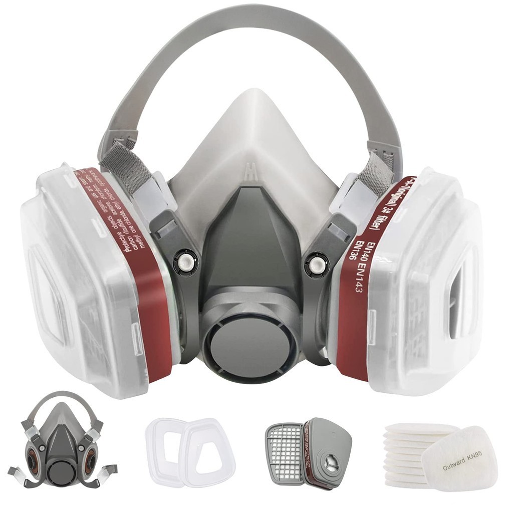7IN1 Gas Mask Painting Spray Respirator Sets 95% Dust Particle ...
