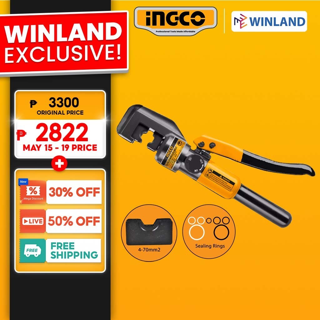 Ingco by Winland Hydraulic Crimping Tool | Crimping Range 4-70mm2 ...