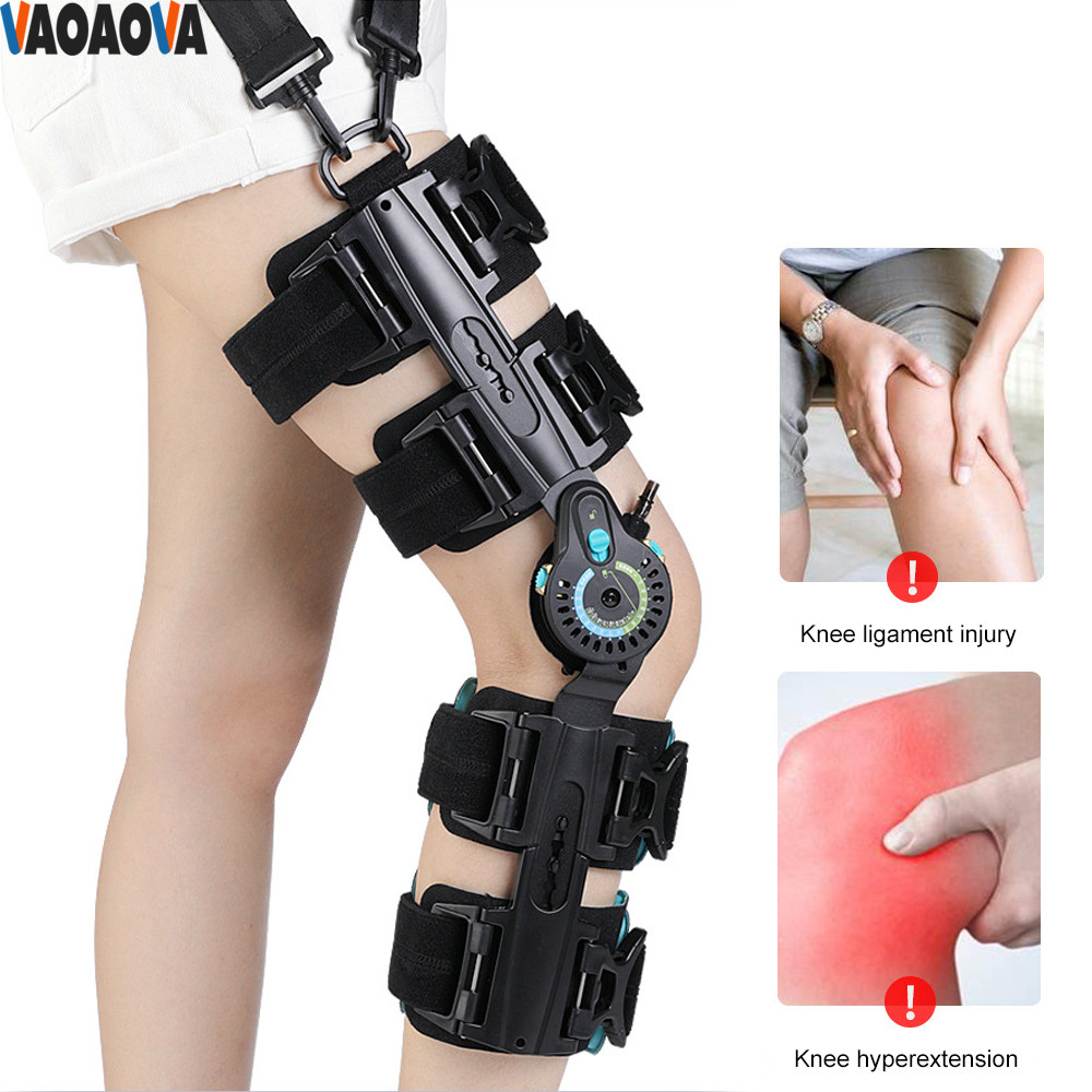Hinged Knee ROM Brace Orthosis Adjustable Leg Joint Immobilizer Support ...