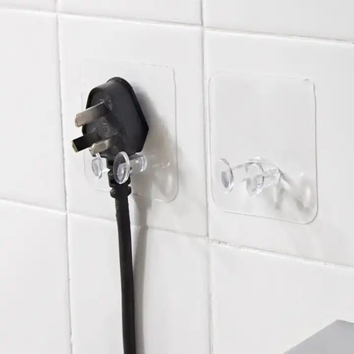 Transparent Power Plug Hook Self Adhesive Storage Hook Wire Plug ...