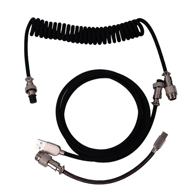 Coiled Cable Keyboard USB Keyboard Wire Flexible Cable For Game ...