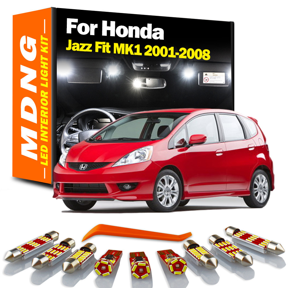 ♡MDNG 9Pcs Canbus LED Bulb Interior Map Dome Light Kit For Honda Jazz ...