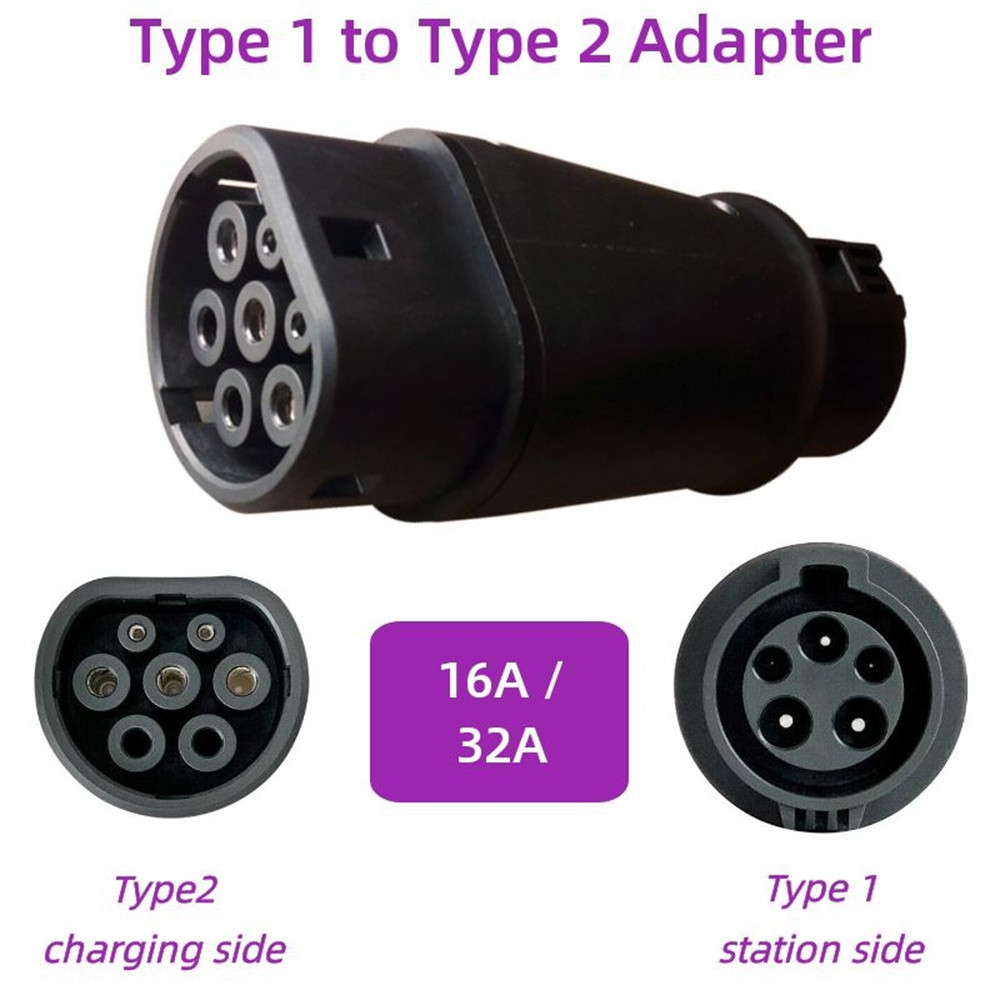 EVSE Adaptor SAE J1772 Socket Type 1 To Type 2 EV Adapter 16A 32A ...