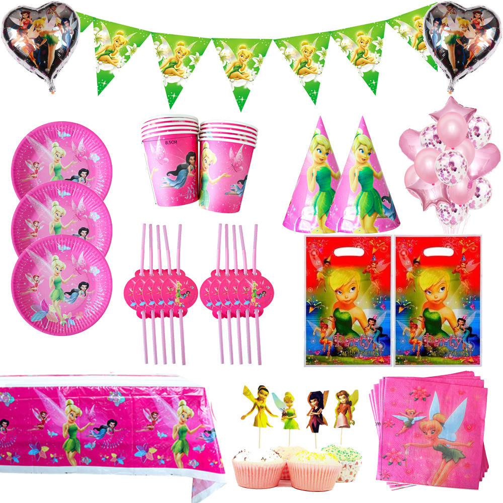 Cartoon Tinkerbell Kids Birthday Party Decoration Tableware Elf Little ...