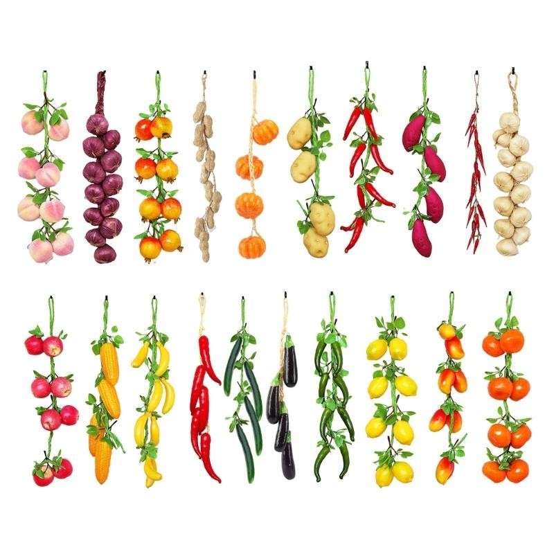 ☾Q6PE Artificial Vegetable Fruit Garlands Vine for Home Farm Party Wall ...