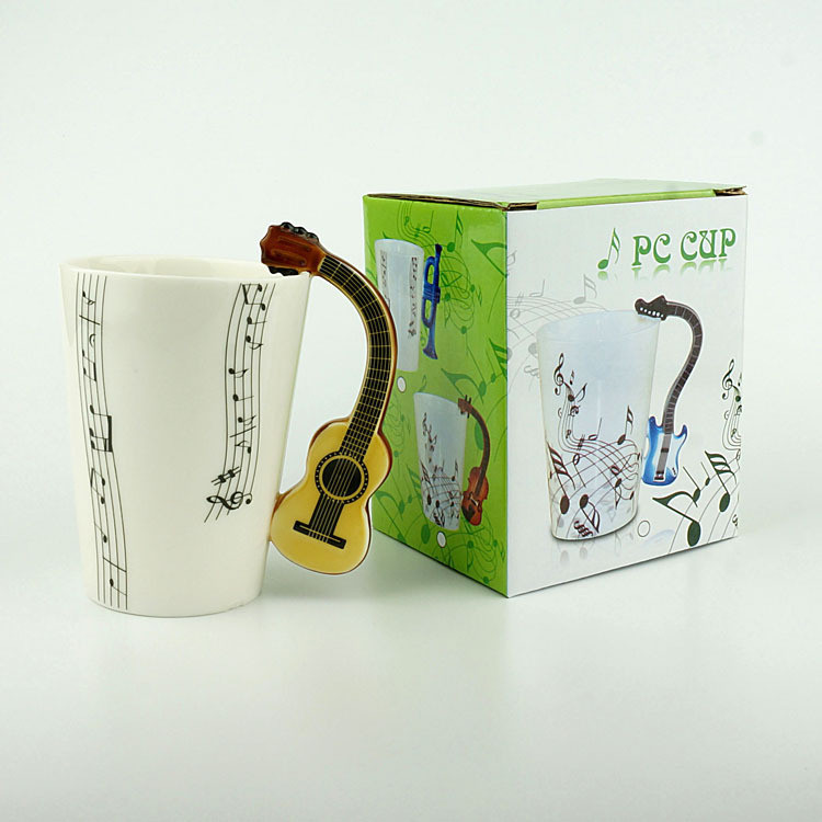 ♠Novelty 220ml Guitar Ceramic Cup Personality Music Note Milk Juice ...