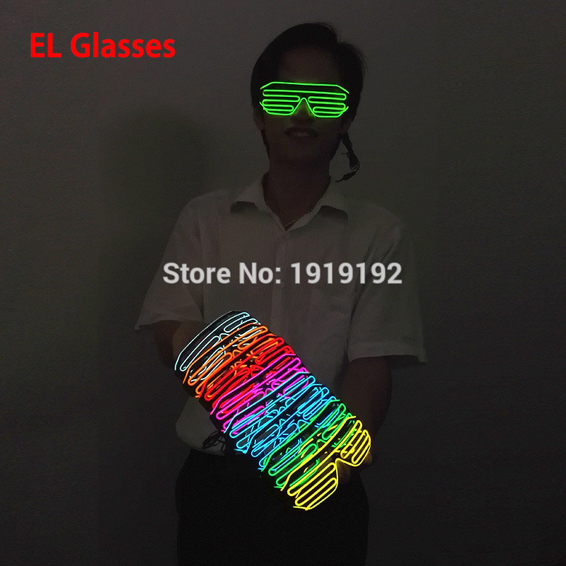♟Neon LED Light Up Shutter Shaped Glasses, El Wire Fashion, Rave ...