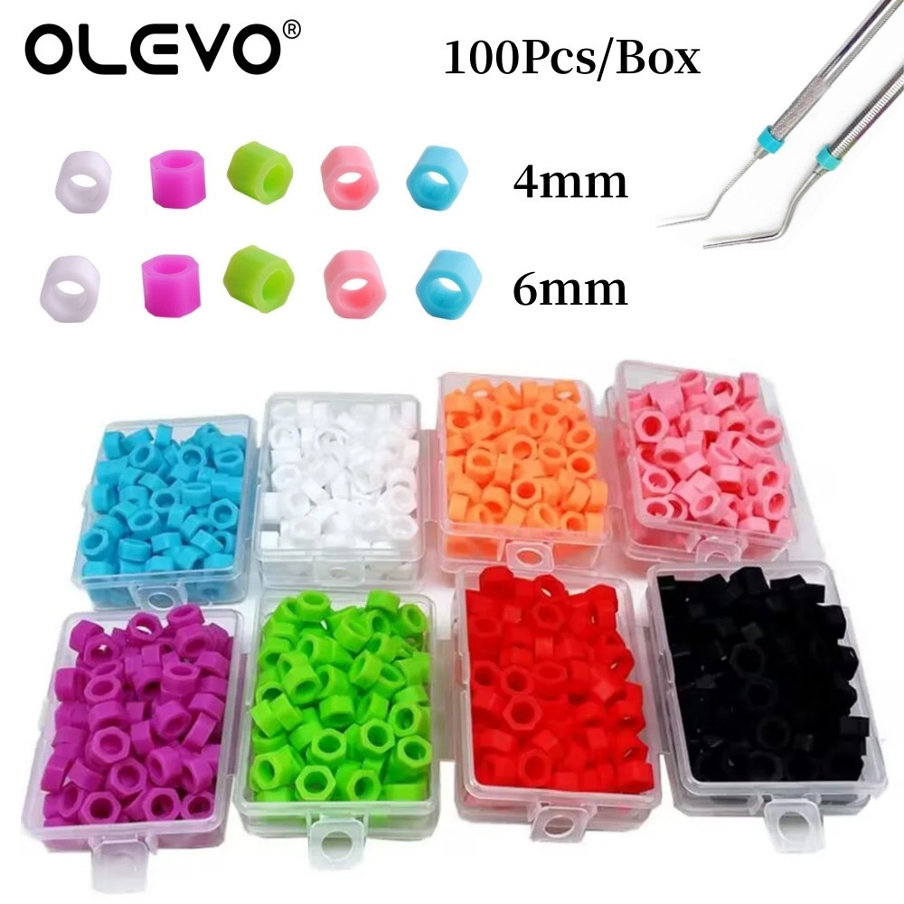 100Pcs/Box Dental Multi-Color Silicone Identification Circle Instrument ...