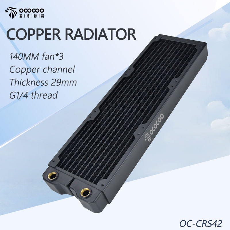 OCOCOO 420mm Copper Radiator G1/4 Thread Black Suitable For 140mm Fan ...