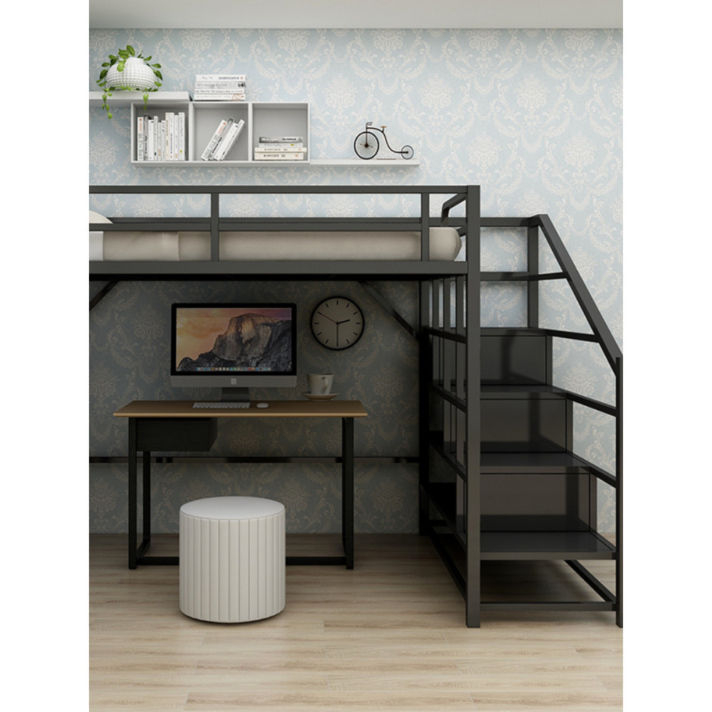 ☠Iron Elevated Bed Sheet Upper Layer Adult and Children Bunk Bed Attic Duplex Second Floor ...