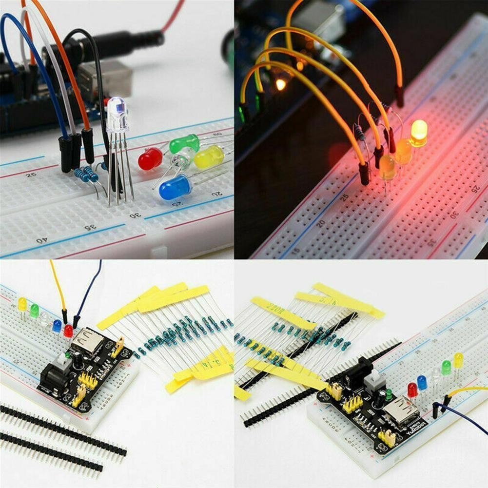 1Set Component Starter Kit 830 Breadboard Cable Resistor Electronic For ...