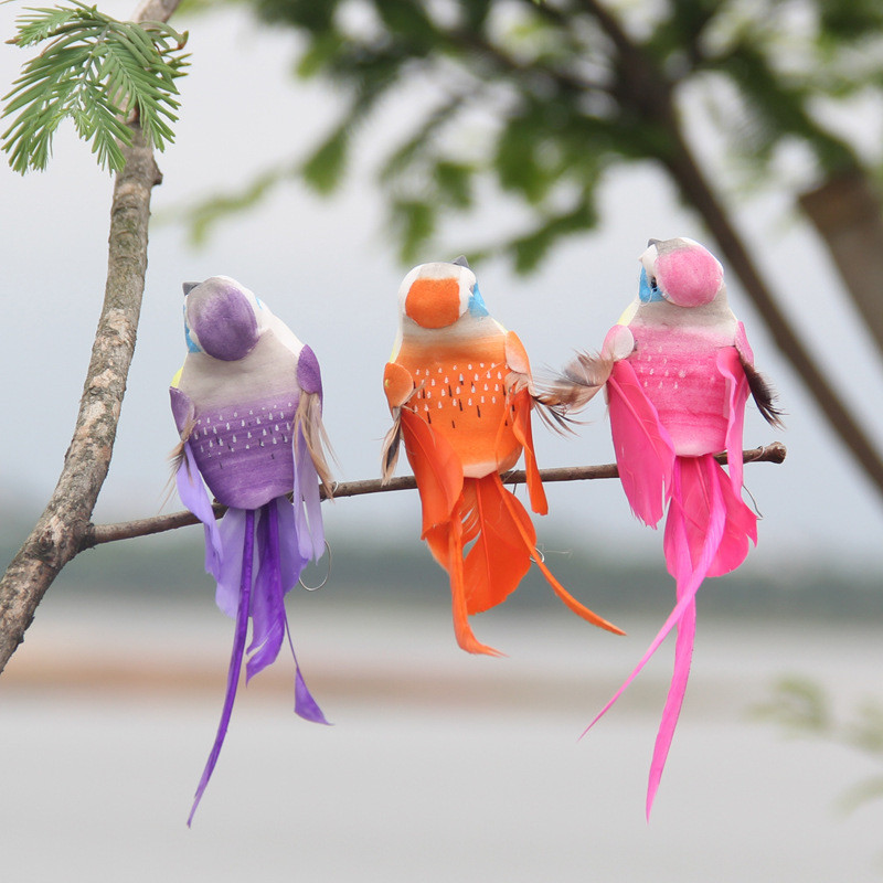 12pcs Cute Artificial Fake Birds Foam Animal Simulation Feather Birds ...
