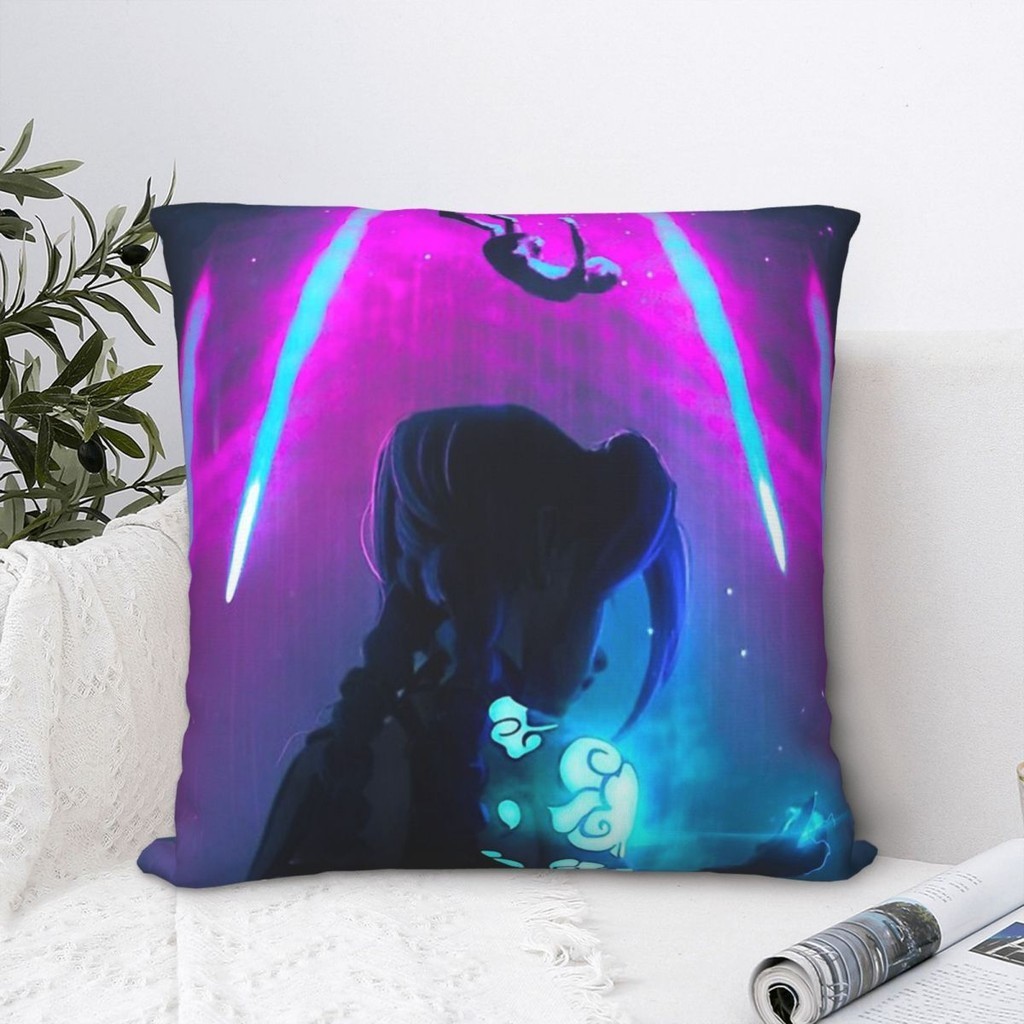 Jinx World Pillowcase Arcane League of Legends Backpack Cushion For ...