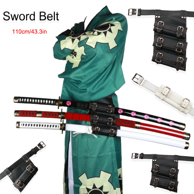 Cosplay Anime Katanas Sword Fixed PU Leather Lanyard Scabbard Bamboo ...