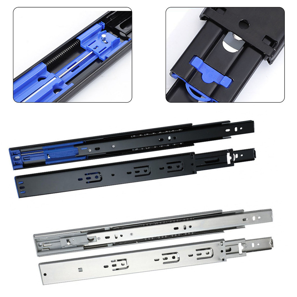 Steel Drawer Slides Track Rail Three-Section Sliding Rail Cabinet ...