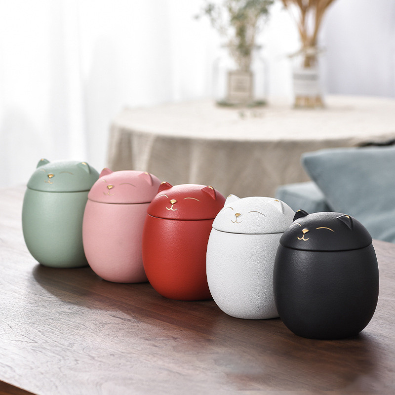 ☁Soft sprout Urn for Pet Ashes- Cat Shape Memorial Cremation Urns ...