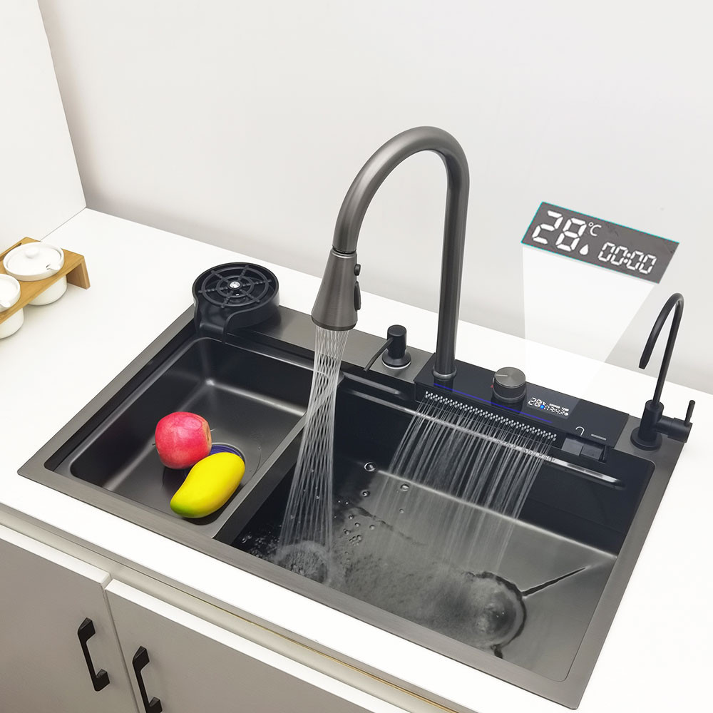 Waterfall Kitchen Sink 304 Stainless Steel Sink Large Single basin With ...