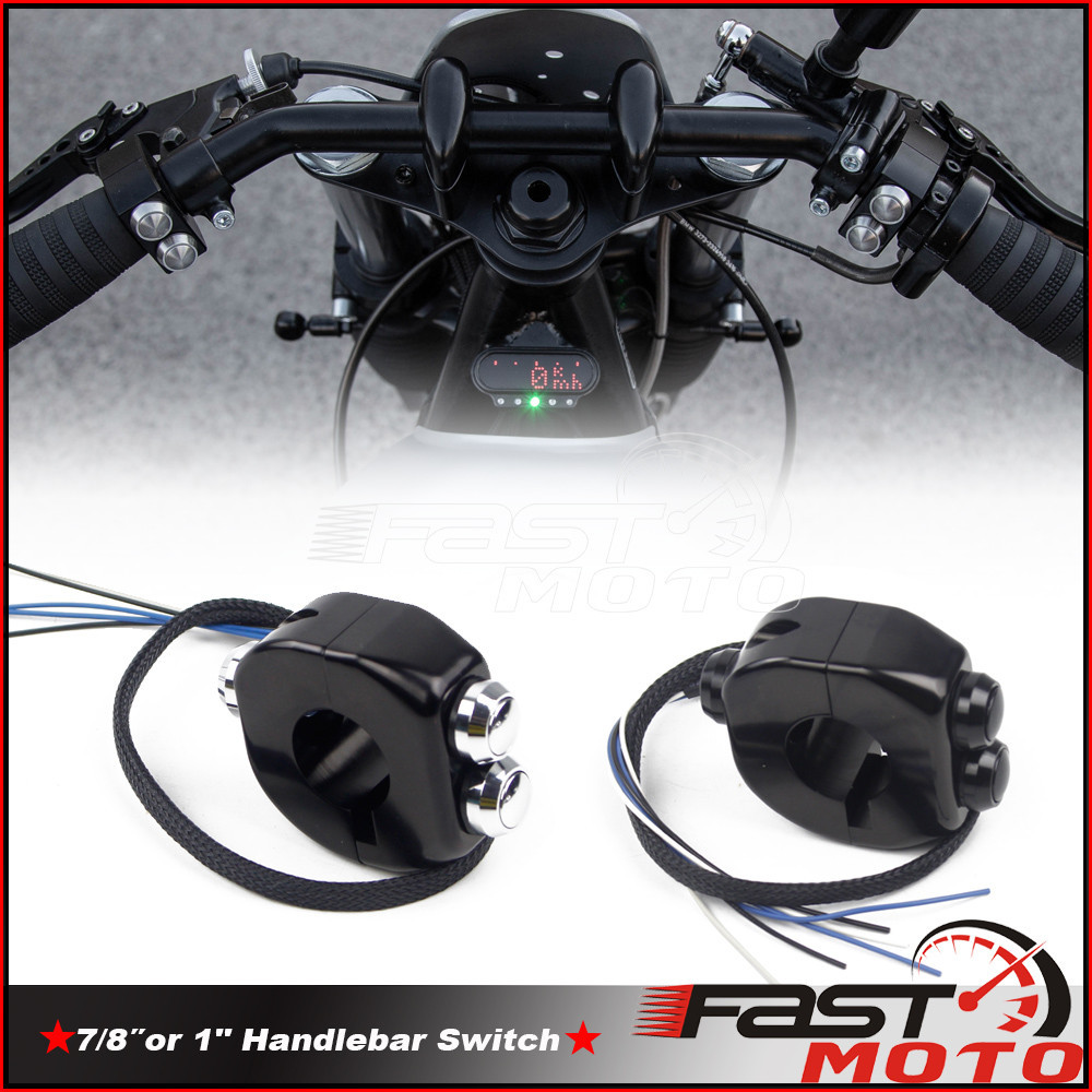 Black 22mm 7/8\" 25mm 1\" Handlebar Push Button Control Switch Horn ...