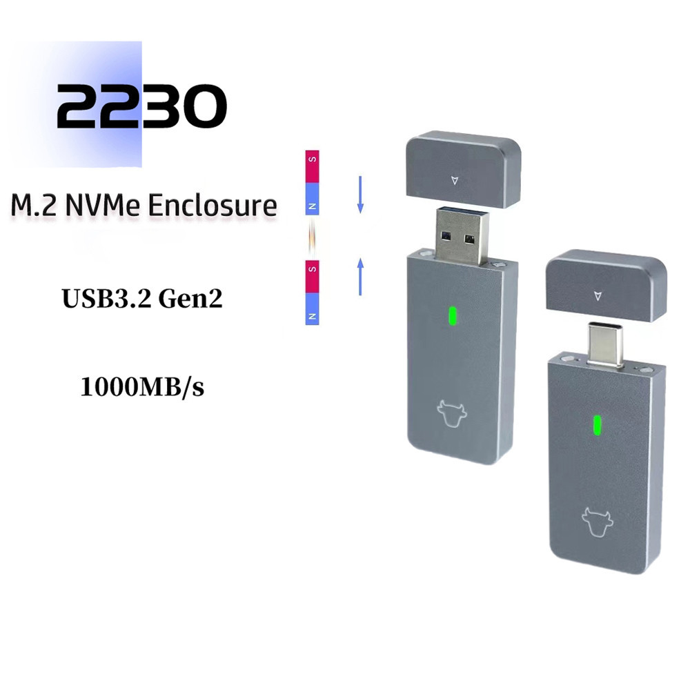 M.2 NVMe 2230 SSD Enclosure Case USB A USB C Adapter 10Gbps USB3.2 Gen2 ...