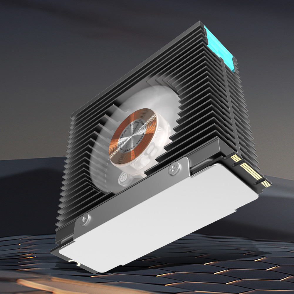 5V 3Pin ARGB M.2 2280 SSD Heatsink with Dual 50MM PWM Cooling Fan ...