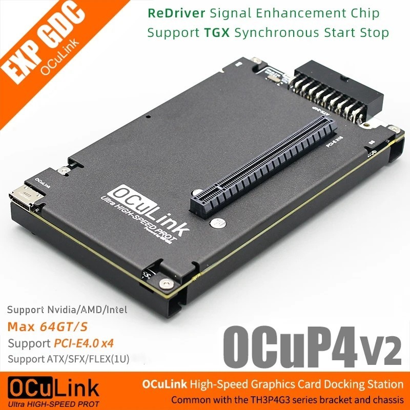☏OCuP4V2 OCuLink GPU Dock ReDriver Chip NVME M.2 to OCulink Adapter ATX ...