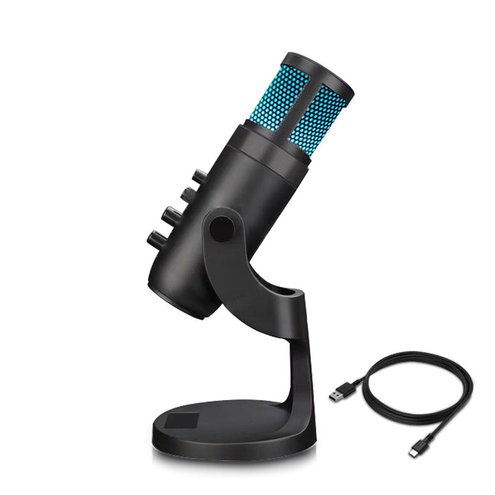 ☂Microphone RGB Dynamic Light Condenser Microphone Type-c Desktop PC ...