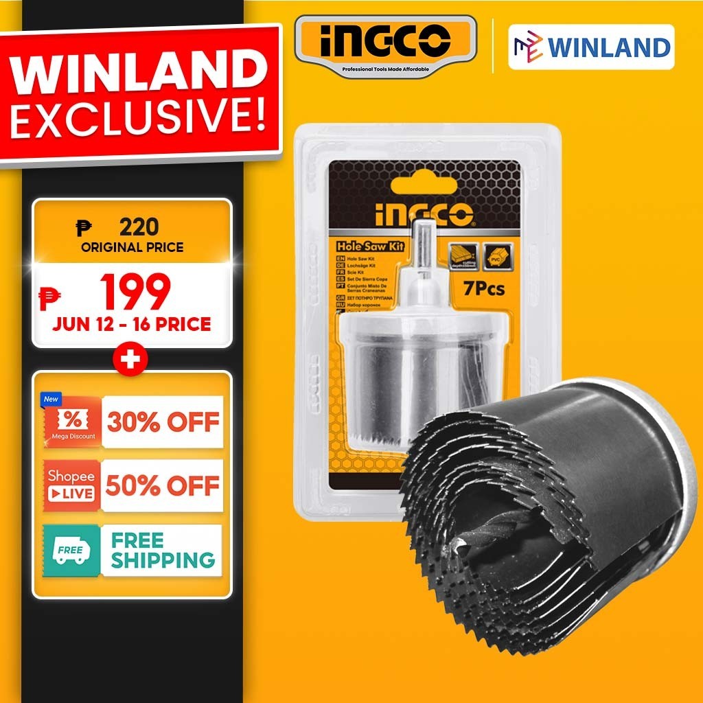Ingco by Winland Hole Saw 7pcs/SET for Plywood Drywall Wood Plastic ...