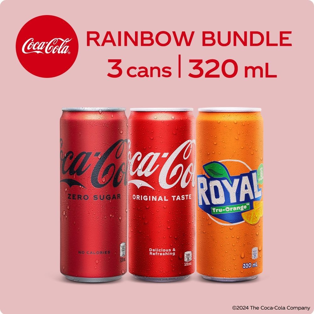 Coca-Cola, Coca-Cola Zero Sugar, Royal Tru Orange 320mL Rainbow Bundle ...