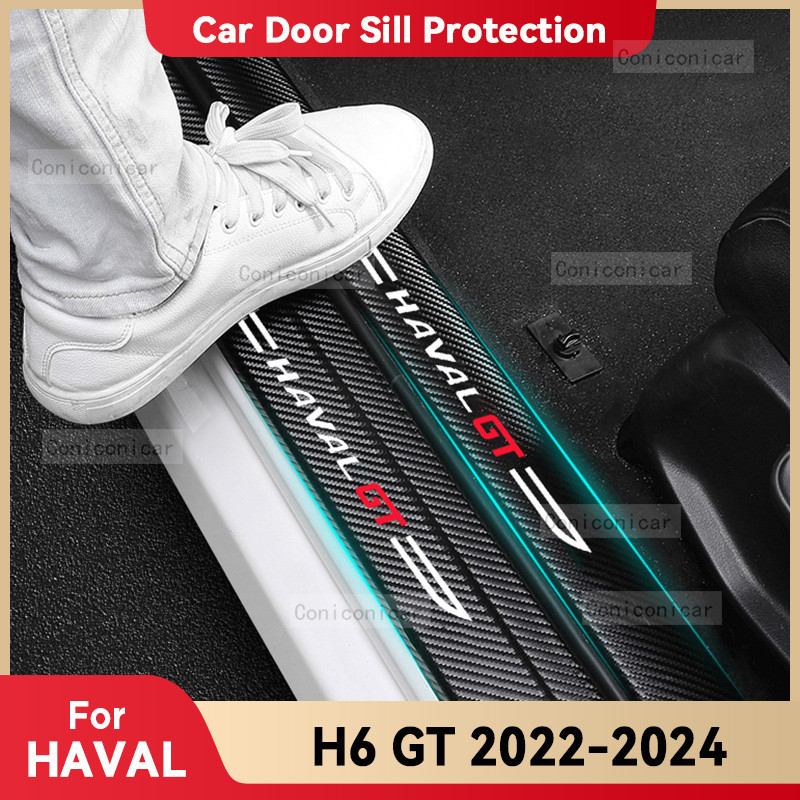 ⚕Car Carbon Fiber Door Sill Sticker For HAVAL H6 GT 2022 2023 2024 ...