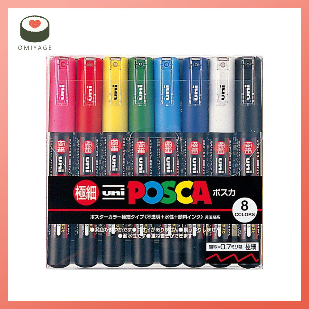 Uni-Ball POSCA Marker/Sign Pen Marker Extra Fine 8 Color Set PC-1M 8C ...