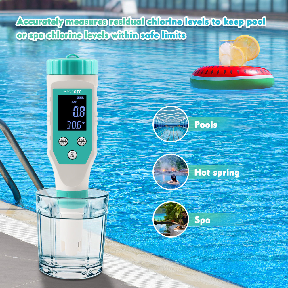 7 in 1 Water Quality Monitor Chlorine Meter PH TDS SALT ORP FAC EC TEMP ...