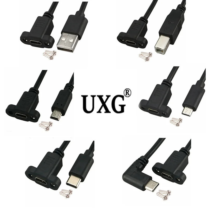 USB 3.1 Type C Mini /Micro Usb 2.0 Printer B With Panel Mount Screw USB ...