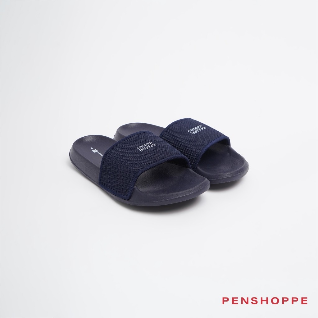 Penshoppe Mesh One Band Slides Slippers With Print For Men (Navy Blue ...